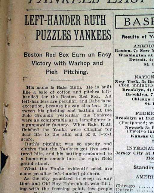 Babe Ruth's first banner headline... He is built like a bale of cotton ...