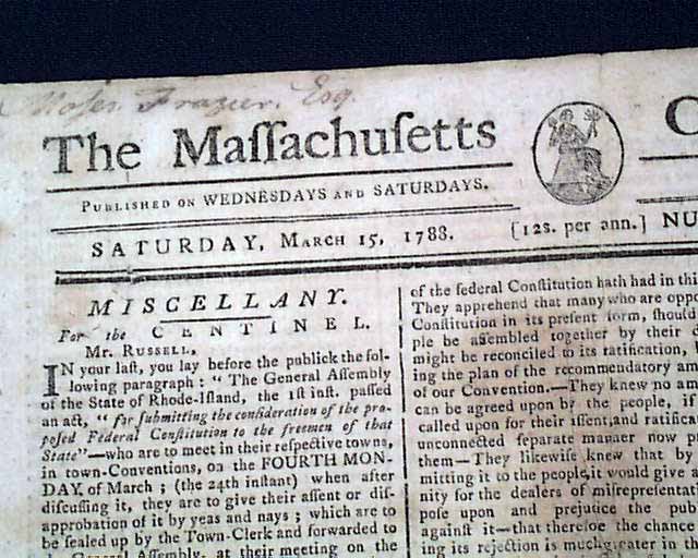 The Shays' Rebellion and the Constitution... - RareNewspapers.com