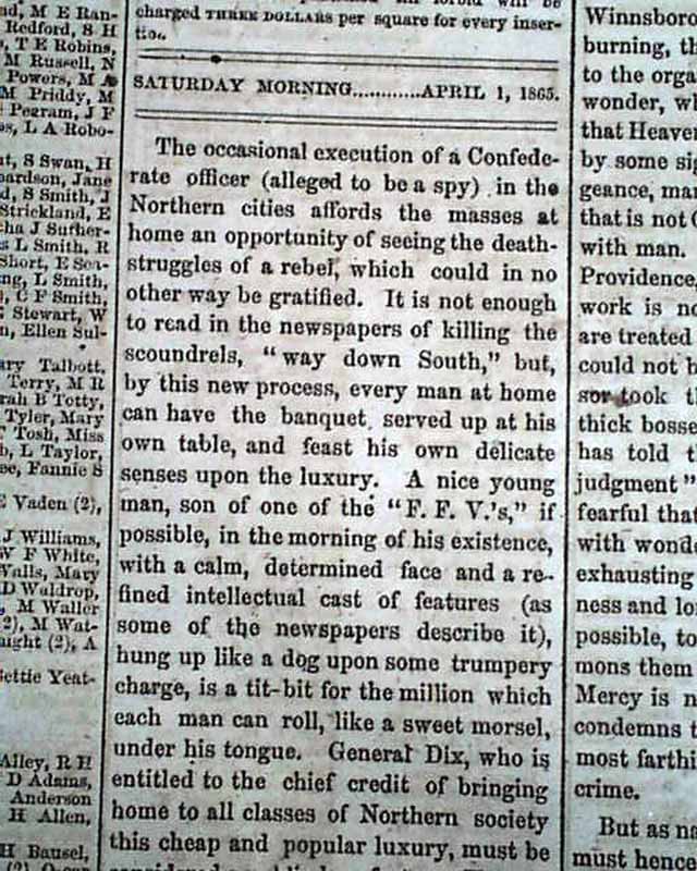 Final Confederate issue of this Richmond newspaper... - RareNewspapers.com