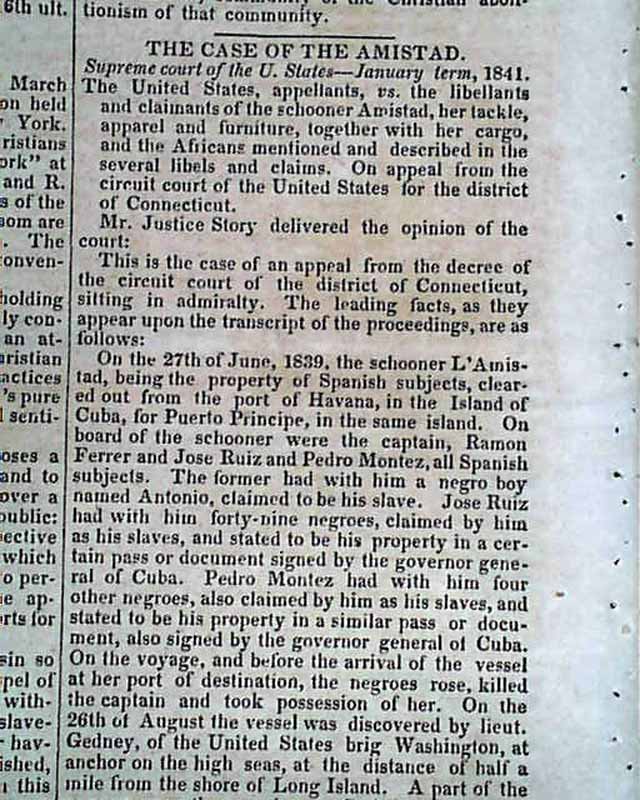 The Supreme Court decides on the Amistad slave ship caes ...