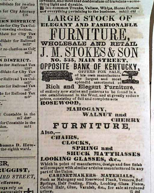 1853 LOUISVILLE KY Newspaper Pre Civil War SLAVE ADS ...