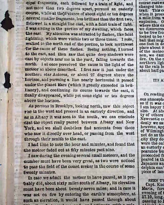 1860 Great Meteor... - RareNewspapers.com