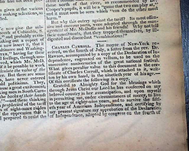 Charles Carroll & the Declaration of Independence... - RareNewspapers.com