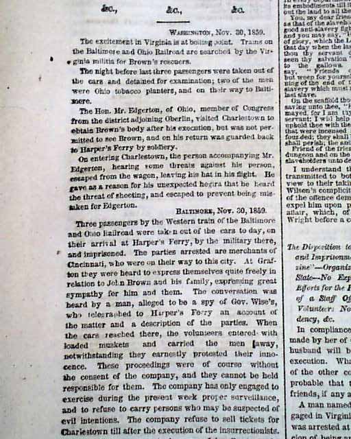 John Brown's Harper's Ferry raid... Capture of a slave ship... Funeral ...