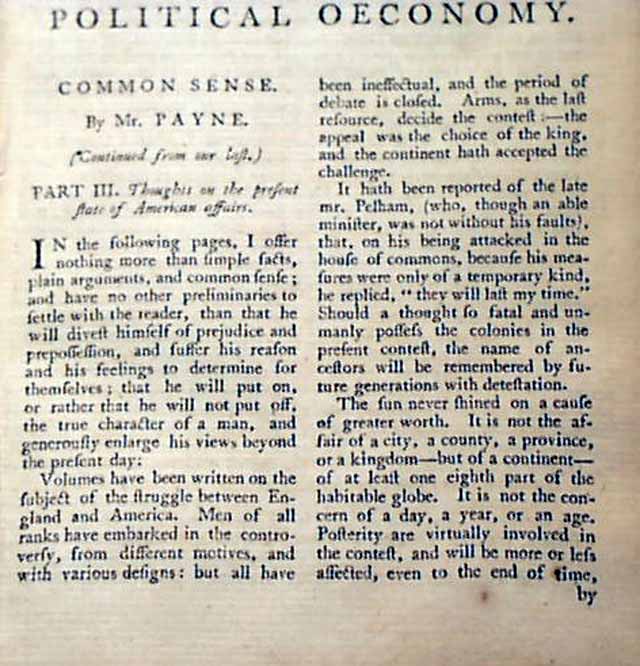 Common Sense... Letters from Ben Franklin & George Washington ...