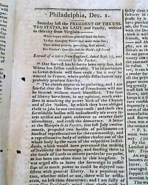 George Washington arrives at the new capital city... - RareNewspapers.com