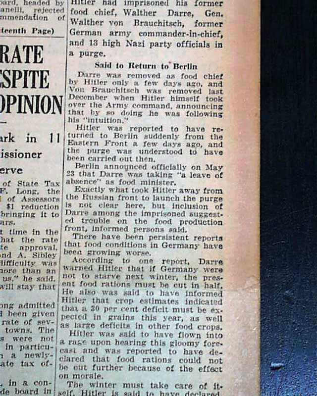 Adolph Hitler purges Nazi officials... - RareNewspapers.com