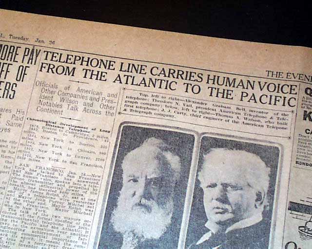 1st transcontinental phone call in 1915... - RareNewspapers.com