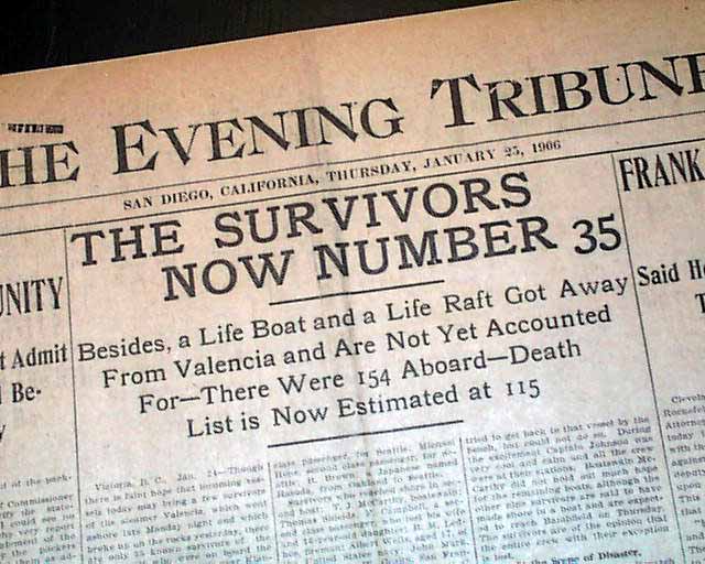 1906 Steamer SS Valencia sinking disaster... - RareNewspapers.com