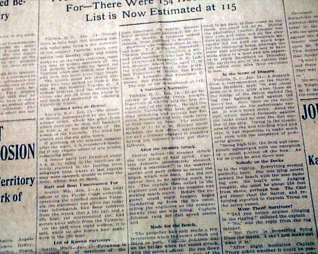1906 Steamer SS Valencia sinking disaster... - RareNewspapers.com