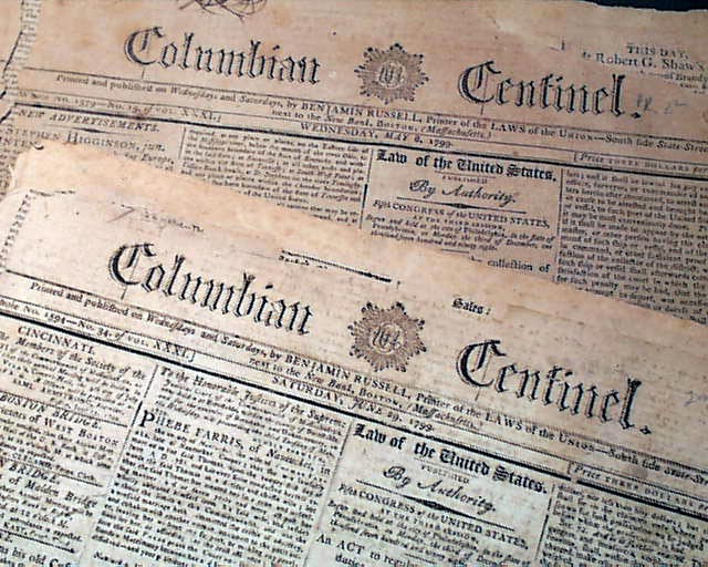 Eight Boston newspapers from 1799... Paul Revere... - RareNewspapers.com