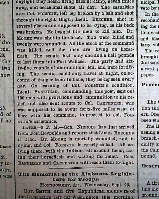 Battle of Beecher Island in 1868.... - RareNewspapers.com