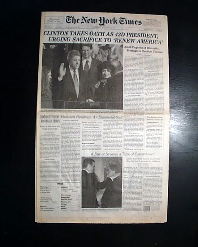 Clinton is sworn into office... first term - RareNewspapers.com
