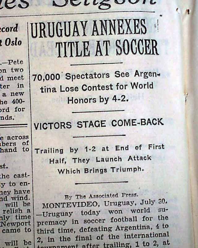 The very first World Cup soccer game... - RareNewspapers.com