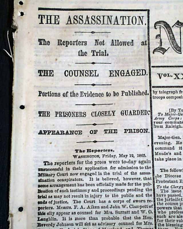 The conspirators' trial... Lincoln assassination... End of the Civil ...