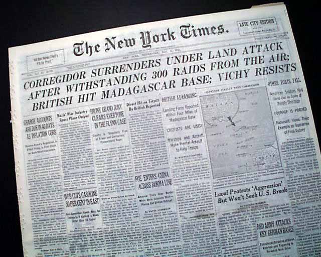 Corregidor Surrenders in 1942.... - RareNewspapers.com