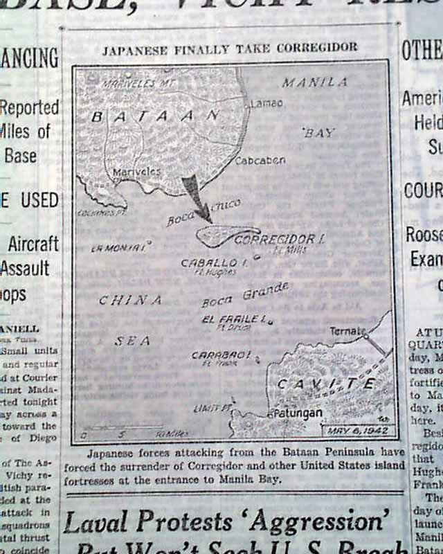 Corregidor Surrenders in 1942.... - RareNewspapers.com