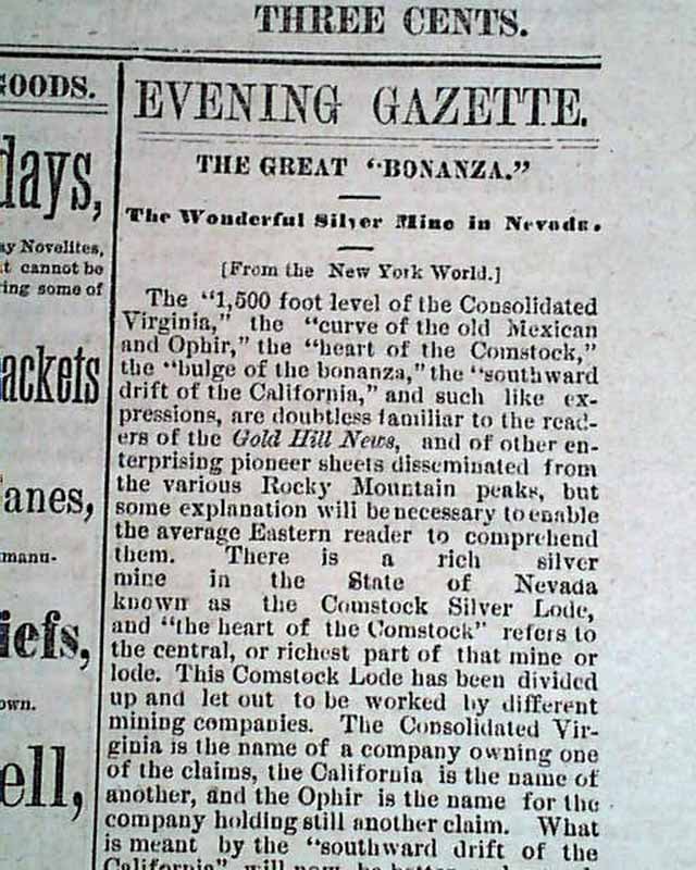 Comstock Lode silver bonanza.... - RareNewspapers.com