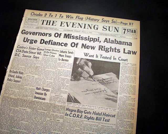 The historic Civil Rights Bill is signed into law, but trouble is ...
