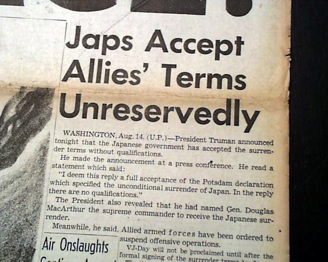 Displayable issue on the end of World War II... - RareNewspapers.com