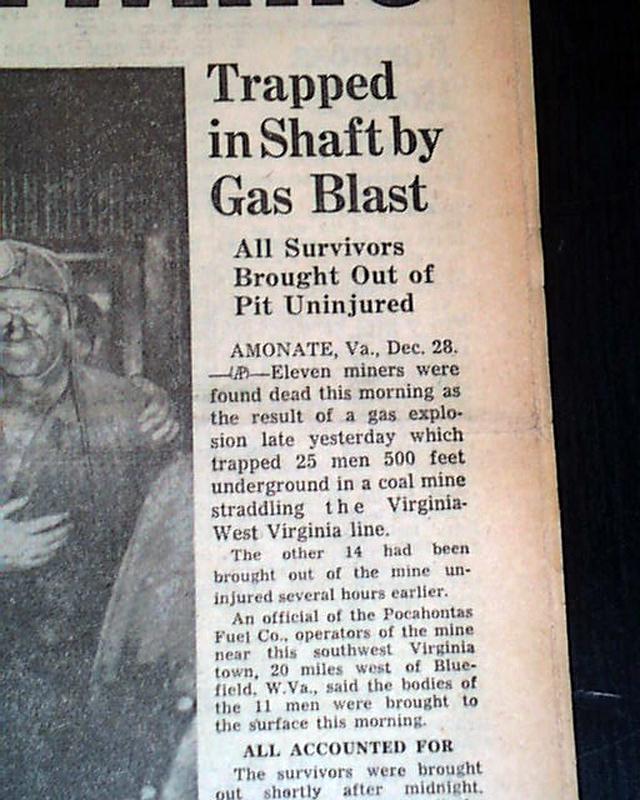 Amonate, Virginia coal mine explosion... - RareNewspapers.com