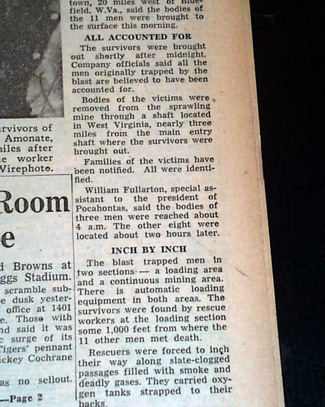 Amonate, Virginia coal mine explosion... - RareNewspapers.com