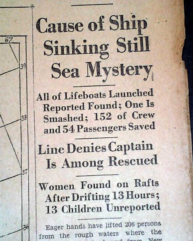 S.S. Vestris sinks in 1928... - RareNewspapers.com