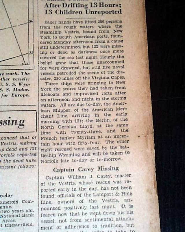 S.S. Vestris sinks in 1928... - RareNewspapers.com