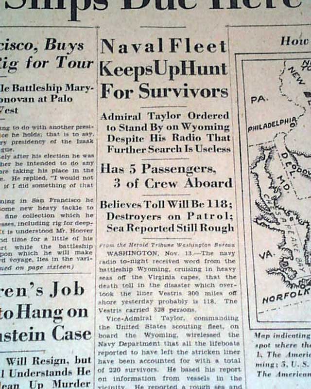 S.S. Vestris sinks in 1928... - RareNewspapers.com