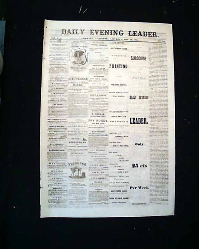 1874 Old West Newspaper From Stockton CA...... - RareNewspapers.com