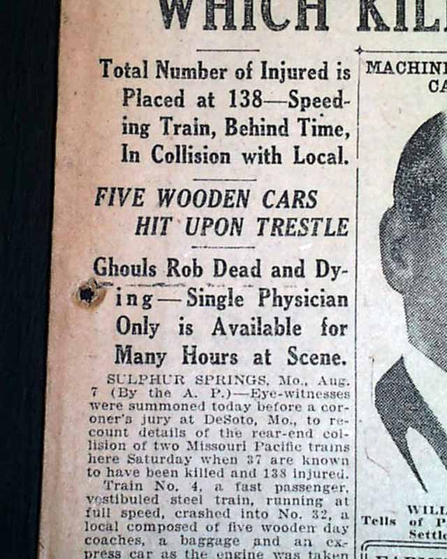 1922 Sulphur Springs, Missouri train collision.... - RareNewspapers.com