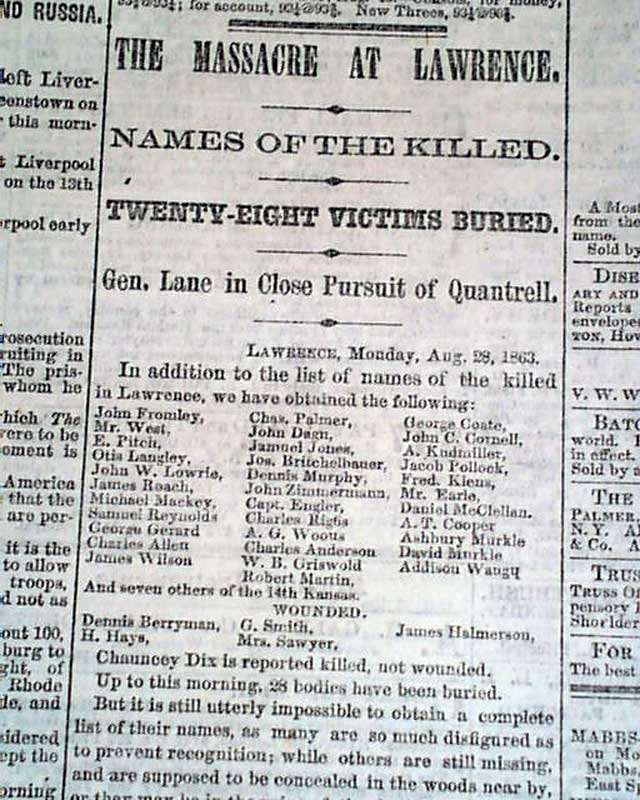 On the Lawrence, Kansas, massacre... - RareNewspapers.com