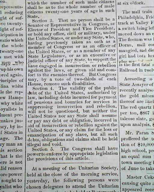The historic Fourteenth Amendment passes the Senate... Full text ...