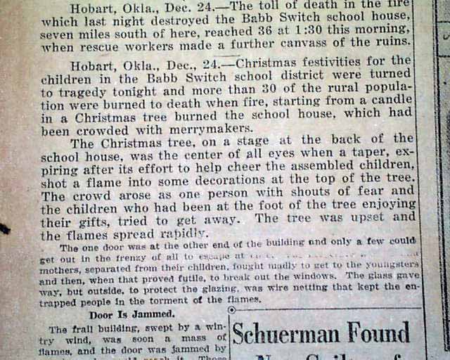 1924 Hobart, Oklahoma school house fire... - RareNewspapers.com