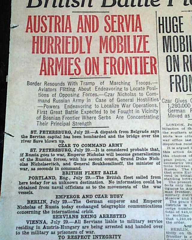 1914 World War I beginning... - RareNewspapers.com