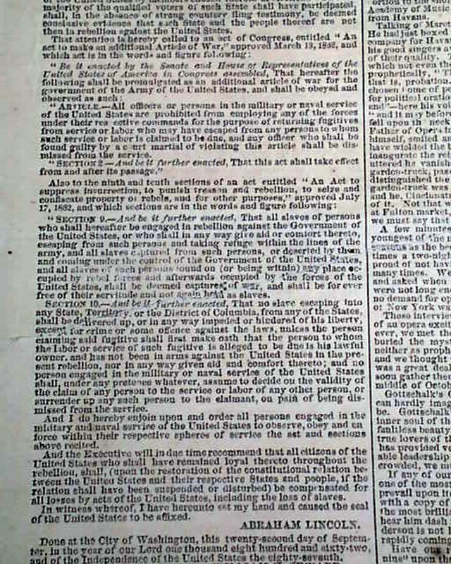 Lincoln's Emancipation Proclamation (and related speech)... Battle of ...