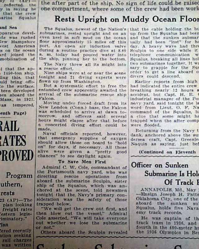 USS Squalus submarine disaster... - RareNewspapers.com