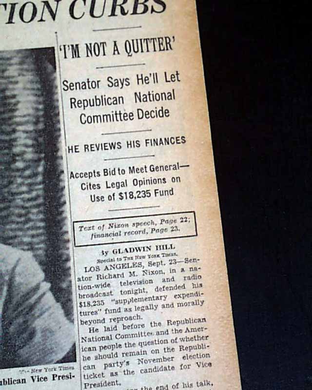 Richard Nixon's famous Checkers speech, with the full text ...