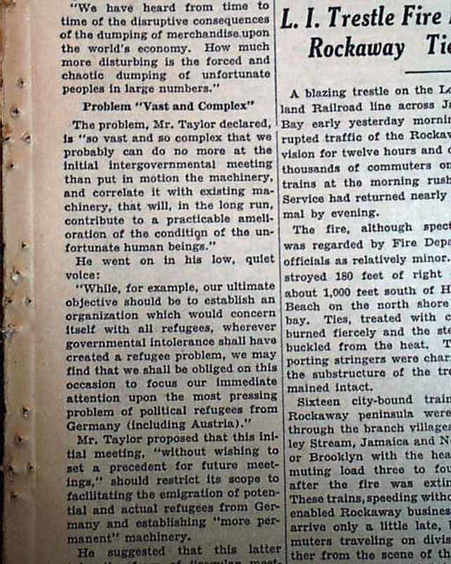 Évian Conference opens.... Jewish refugees... - RareNewspapers.com