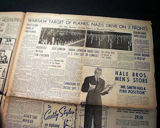 World War II begins... - RareNewspapers.com