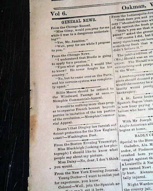 1898 Oakman, Alabama... - RareNewspapers.com