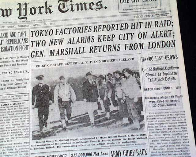 1942 Doolittle raid of Japan.... - RareNewspapers.com