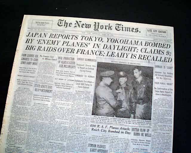 1942 Doolittle raid of Japan.... - RareNewspapers.com