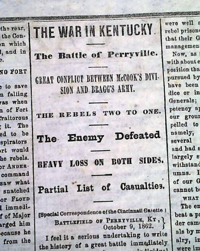 Battle of Perryville, Kentucky... - RareNewspapers.com