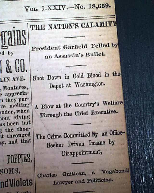 Assassination of President Garfield... - RareNewspapers.com
