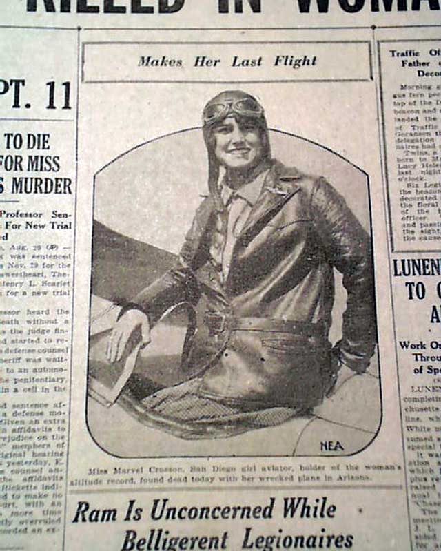 1st Women's Air Derby death... Marvel Crosson... - RareNewspapers.com