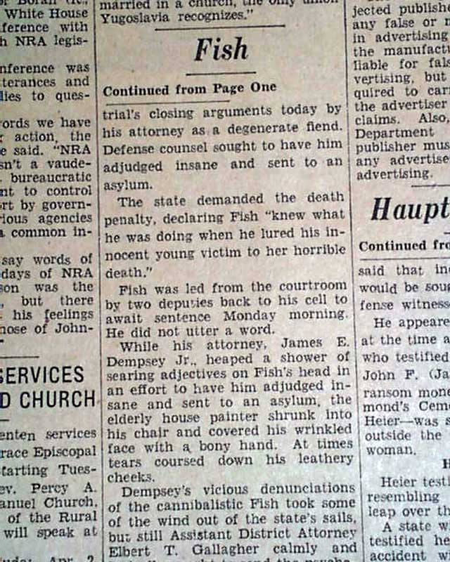 Serial killer & rapist Albert Fish found guilty - RareNewspapers.com