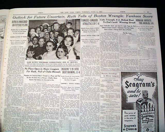 Babe Ruth retires in 1935.... - RareNewspapers.com