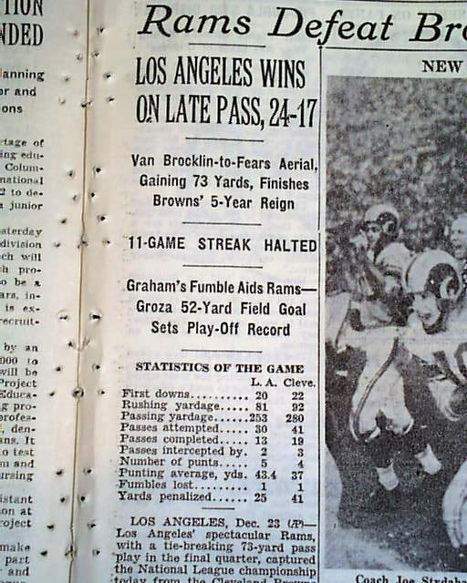 Los Angeles Rams Win 1951 NFL Title.... - RareNewspapers.com