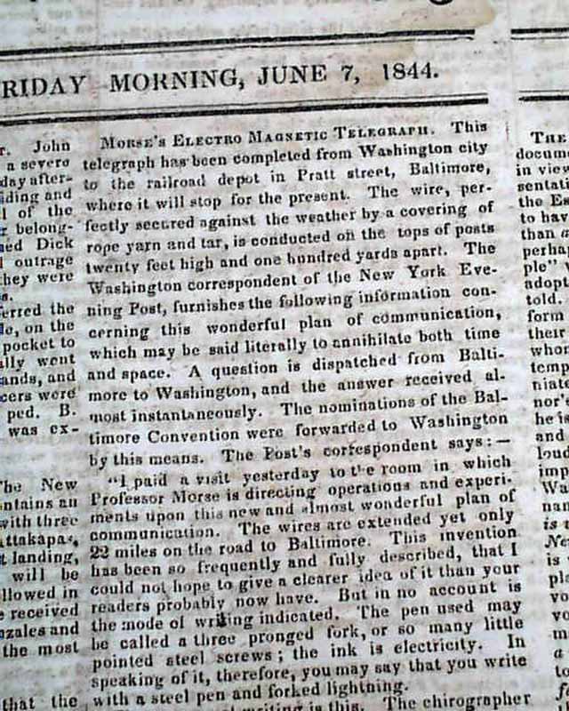 Great description of the new invention: the telegraph ...